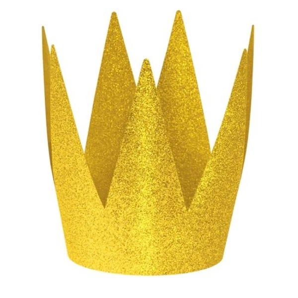 Korunka plastová princeznovská s glitrami zlatá 3 ks - mojaparty.sk