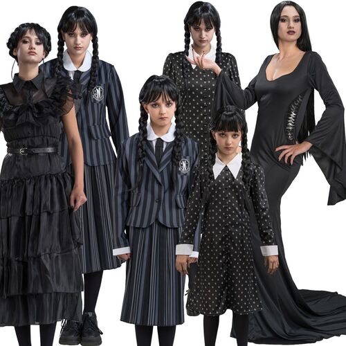 Kostým dievčenský Wednesday školská uniforma čierna/sivá - mojaparty.sk