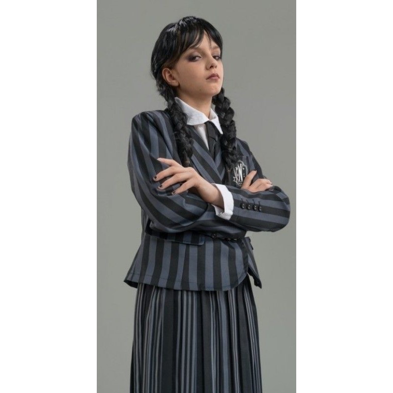 Kostým dievčenský Wednesday školská uniforma čierna/sivá - mojaparty.sk